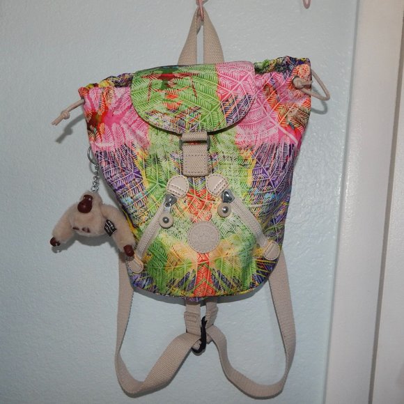 Kipling | Bags | Kipling Rainbow Leaves Mini Backpack Purse Monkey ...